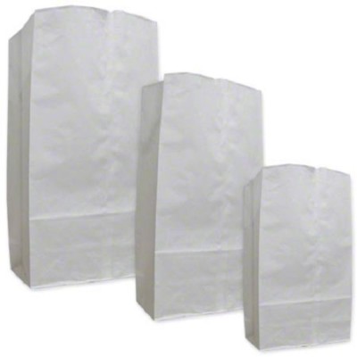25# AJM White Paper Grocery Bags 8" wide 5 1/4" deep 17 7/8" tall 50 ...