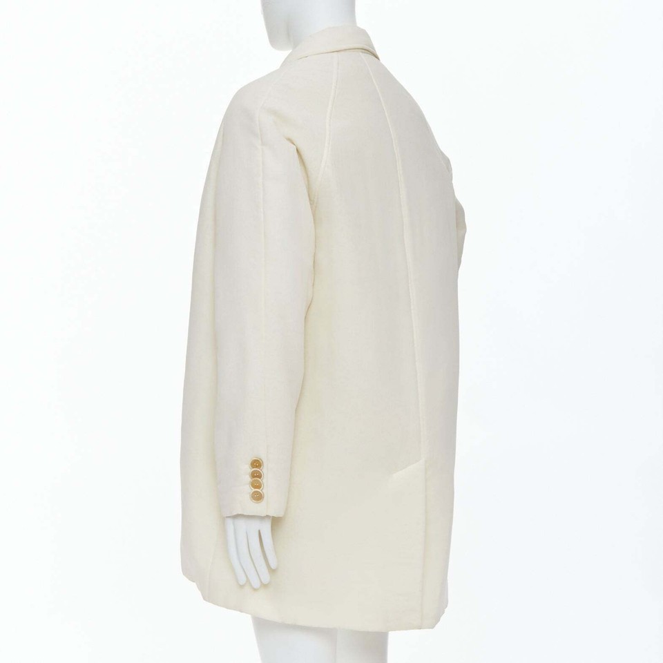 JOHN ROCHA cream padded beige horn buttons DB long coat UK38 M | eBay