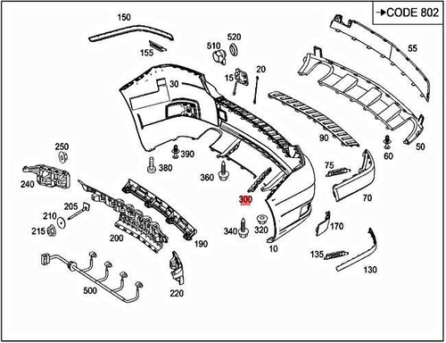 Genuine MERCEDES W204 X204 Between fender right andbumper Guide ...
