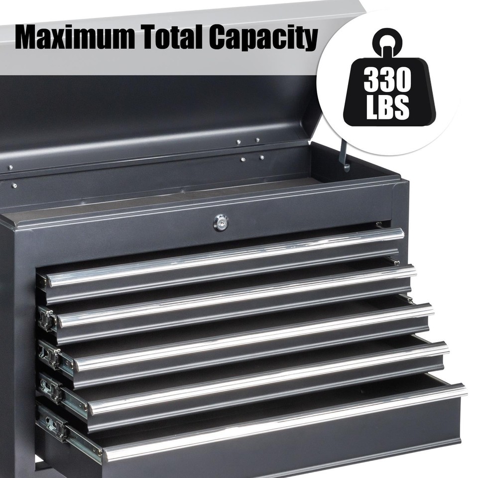 5-Drawer Tool Chest Metal Tool Box Storage Cabinet Organizer with Lock ...