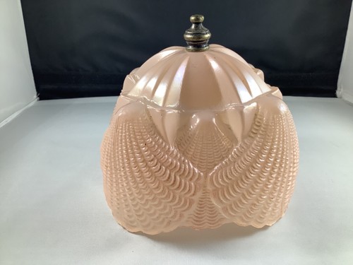 Vintage Art Deco Light Pink Frosted Glass Shade Sea Shell Vanity Lamp ...
