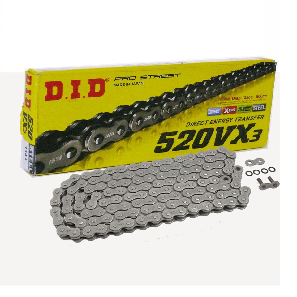 Chain Set Kawasaki KX 125 L 00-02 Chain DID 520 VX2 110 Open 12/49 ...