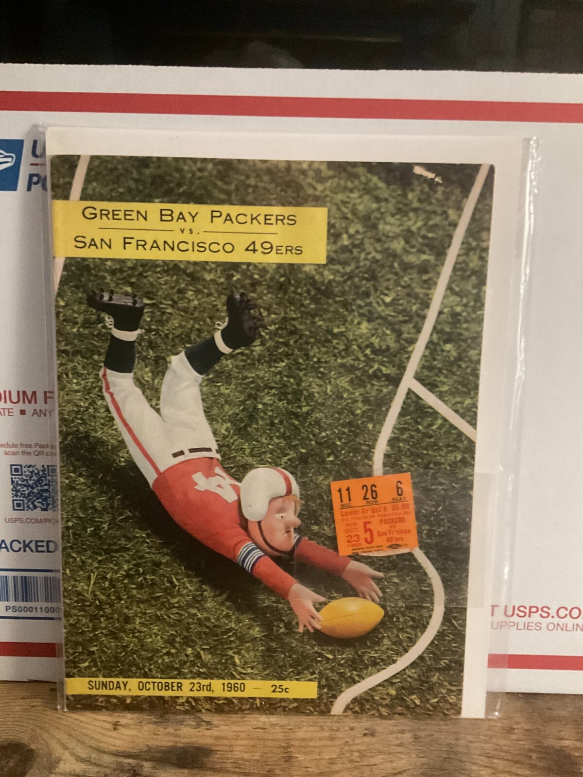 1960 SAN FRANCISCO 49ERS VS GREEN BAY PACKERS OCT 23RD PROGRAM W/TICKET ...