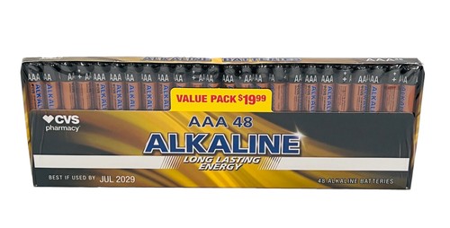 CVS Alkaline Long Lasting Energy AAA Batteries 48 Ct Ea Exp. 07/2029 ...