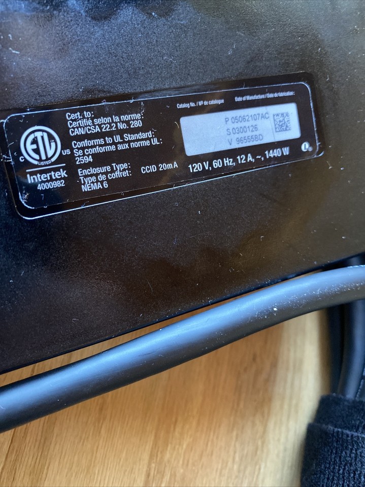 2020 2021 OEM Chrysler Electric Pacifica Hybrid EV Charger Plug Cable ...