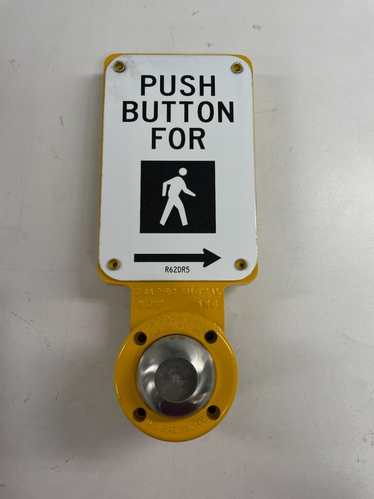 Crosswalk Pedestrian Traffic Signal Push Button, Porcelain Sign R62D ...