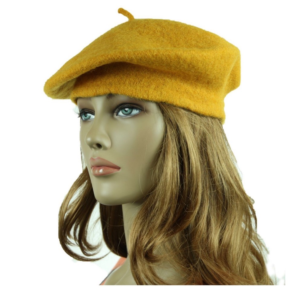 Unisex Wool French Beret Hat Classic Artist Hats Casual Plain Beanie ...