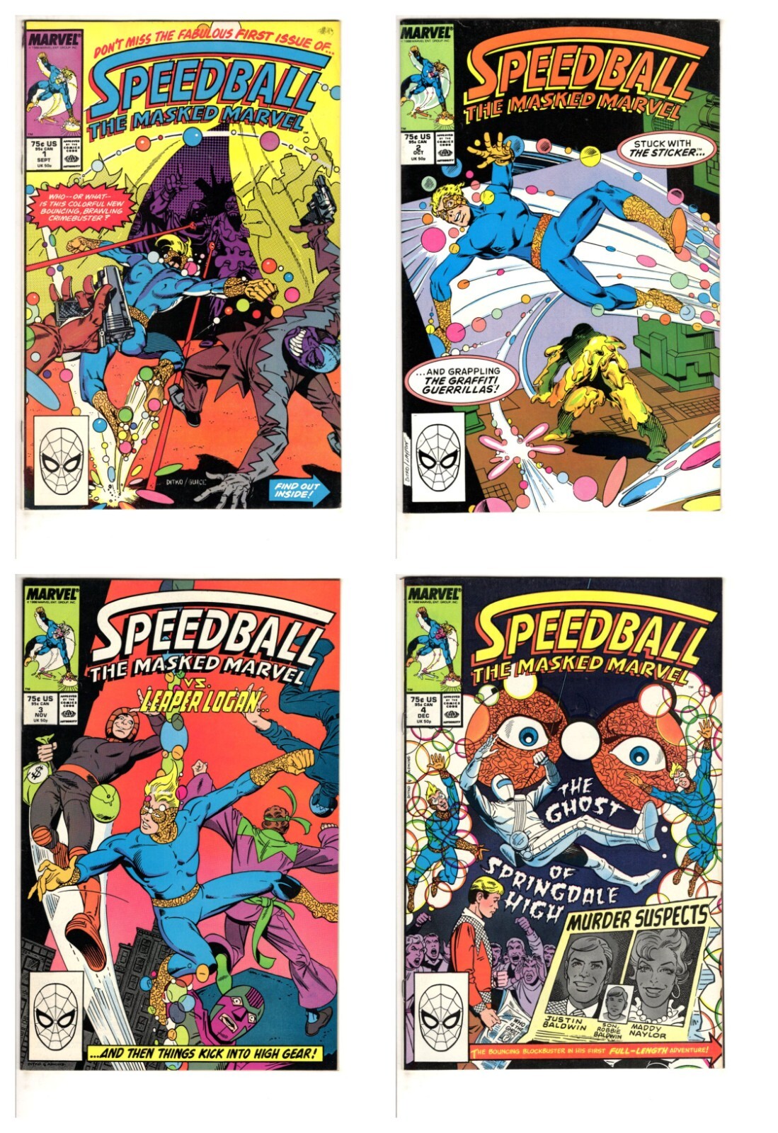 Speedball #1,2,3,4 Complete Mini Series VF+ Combine Bag Board YF | eBay