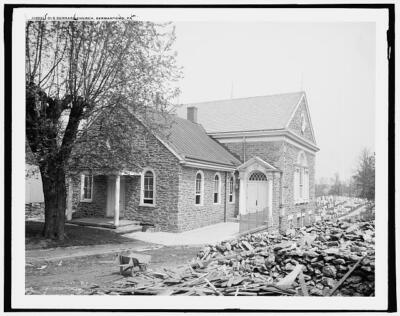 Old Dunkard church,Brethren,stone buildings,Germantown,Pennsylvania,PA ...