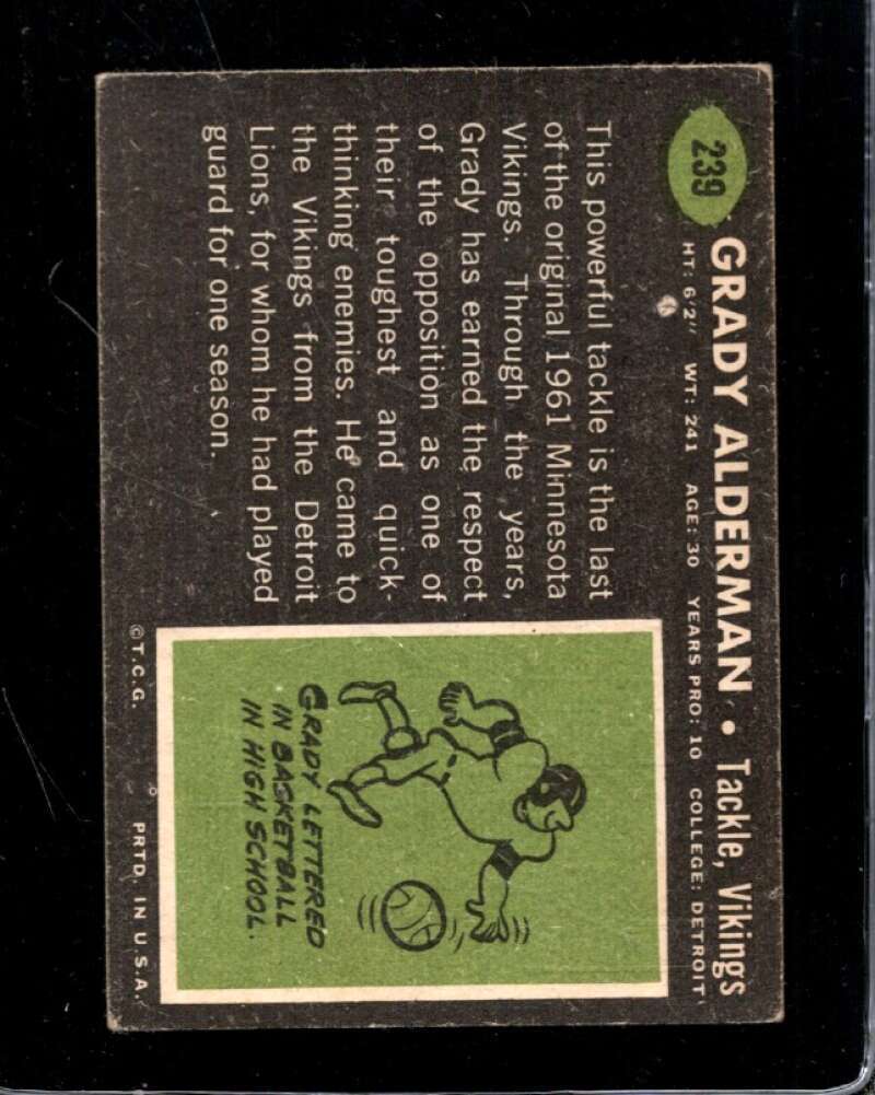 1969 TOPPS #239 GRADY ALDERMAN VG VIKINGS *X105808 | eBay