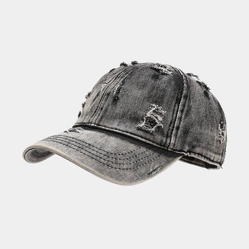 Women Men Washed Denim Baseball Cap Distressed Ripped Jean Hat ...