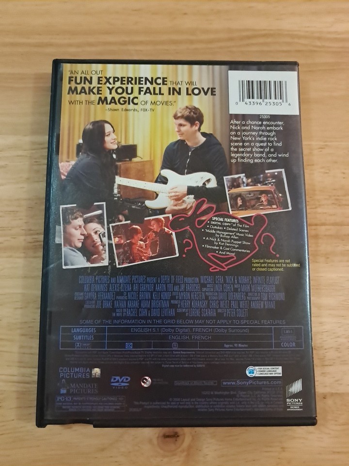Nick & Norahs Infinite Playlist DVD Widescreen Kat Dennings Michael ...