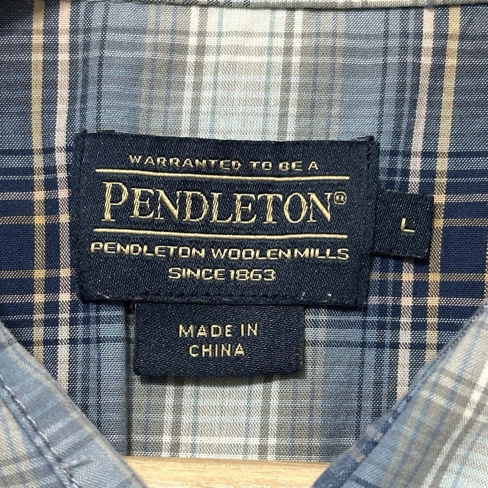 Pendleton Plaid Western Shirt Womens Size L Short Sleeve Snap Button ...