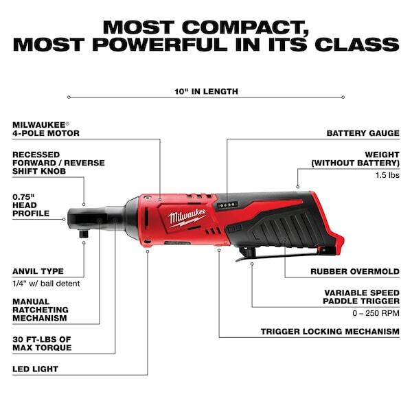 Milwaukee Tool 2456-20 M12 Cordless 1/4" Ratchet | eBay