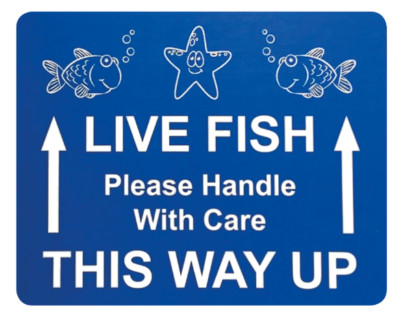 LIVE FISH 80 x 100mm (3 x 4 inch) Professionally Printed Sticky Labels ...