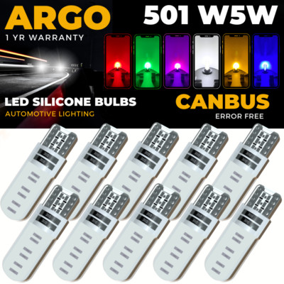 501 T10 Led Bright White Car Bulbs Side Light Canbus Error Free Smd ...