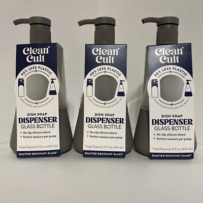 3 Pack-Clean Cult • Foaming Hand Soap Dispenser ( Glass Bottle ) 15 oz ...