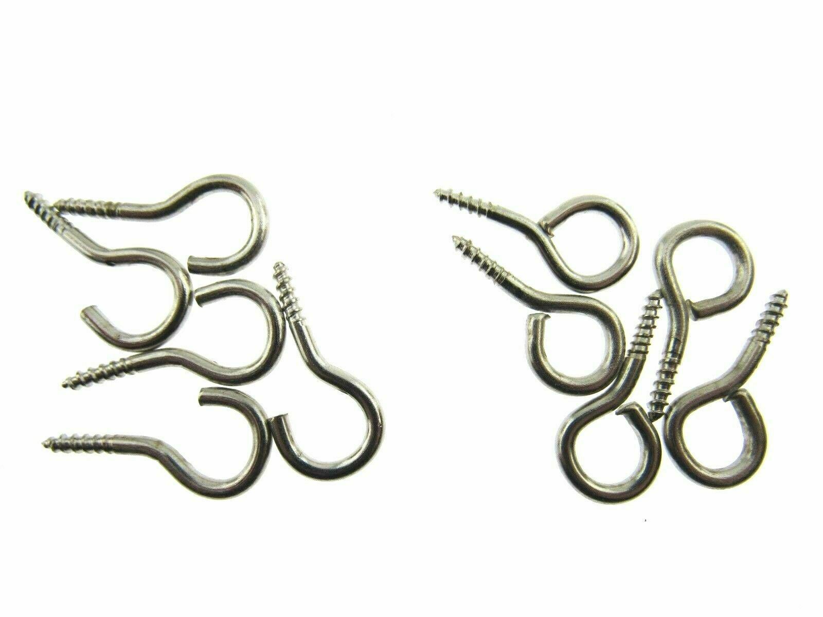 Net Curtain Wire Hooks & Eyes or Picture Frame Hanging - Silver Chrome ...