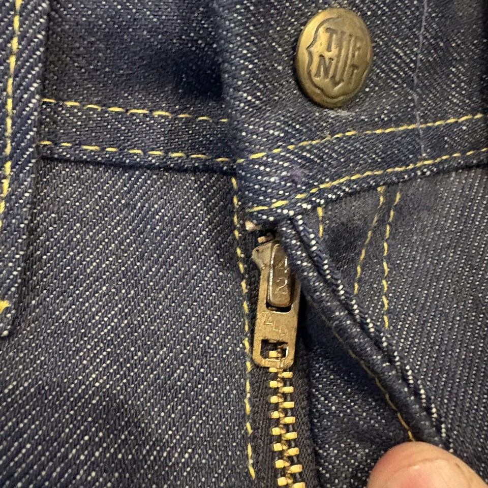 NOS VTG 50s 60s Tuf Nut Denim Flare Jeans USA Made Sanforized TALON Sz ...