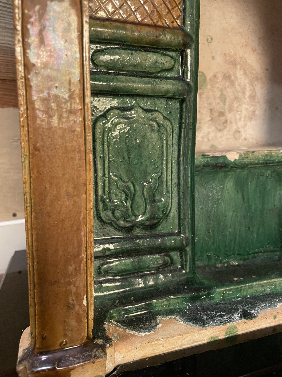 Antique Chinese Wedding Bed Glazed Roof Tile, Ming Dynasty circa 1600s ...