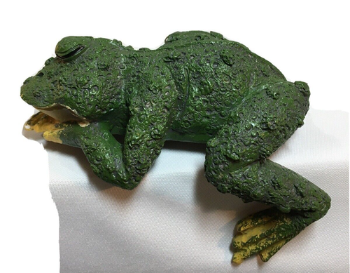 Frog Shelf Sitter 6 Inches Long Green Lumpy Yellow Accents Sleeping ...