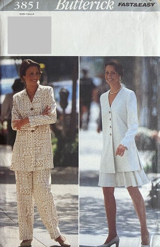 V👗3851 PATRON BUTTERICK 3 CREATIONS PANTALON JUPE VESTE-TUNIQUE 40 AU ...