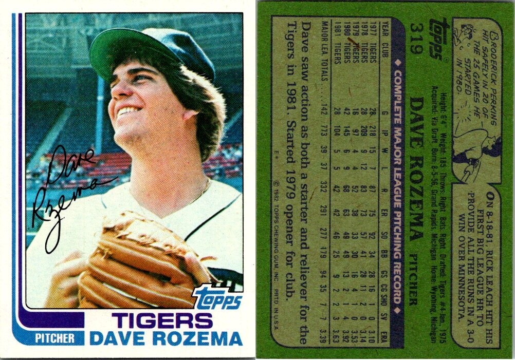 1982 Topps Baseball #319 Dave Rozema | eBay