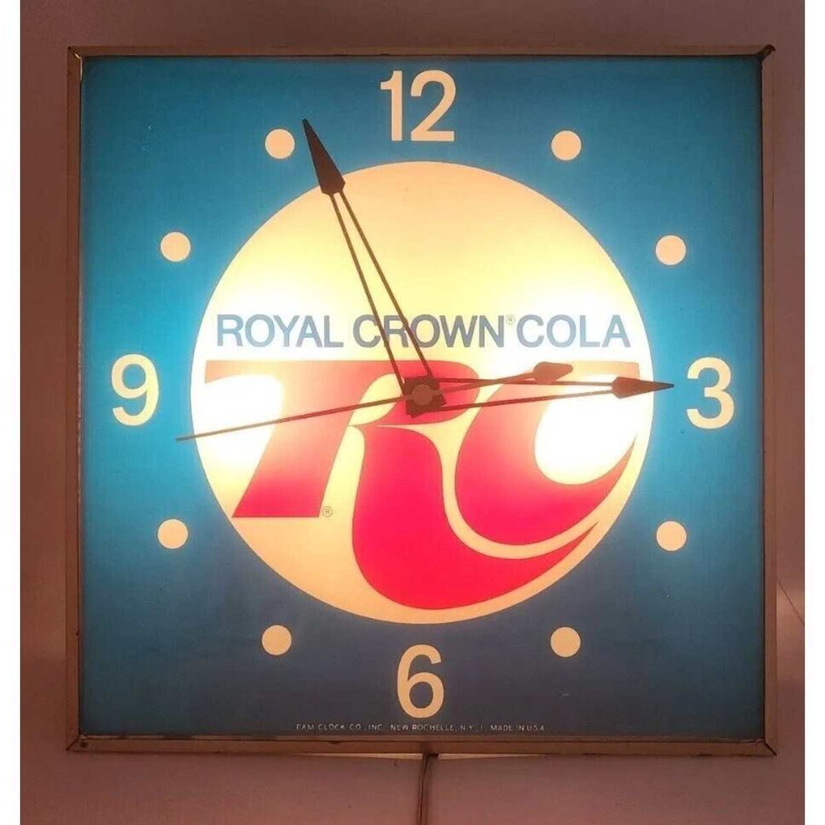 Royal Crown Cola Clock Royal Crown Cola Lighted Ad PAM Clock W.
