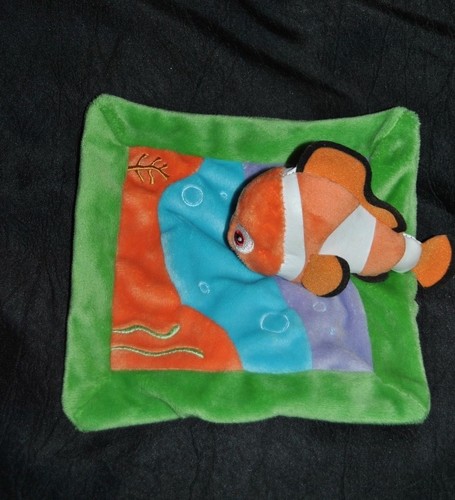 Peluche doudou poisson némo plat DISNEY NICOTOY orange bleu vert mauve ...