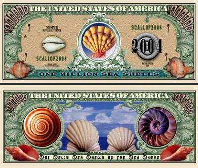 Sea Shell Million Seashells Dollar Bill Funny Money Novelty Note + FREE ...