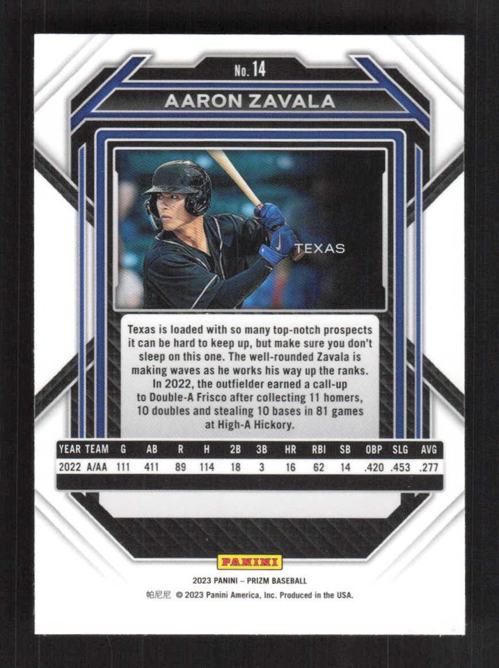 Aaron Zavala 2023 Panini Prizm Texas Rangers #14 | eBay