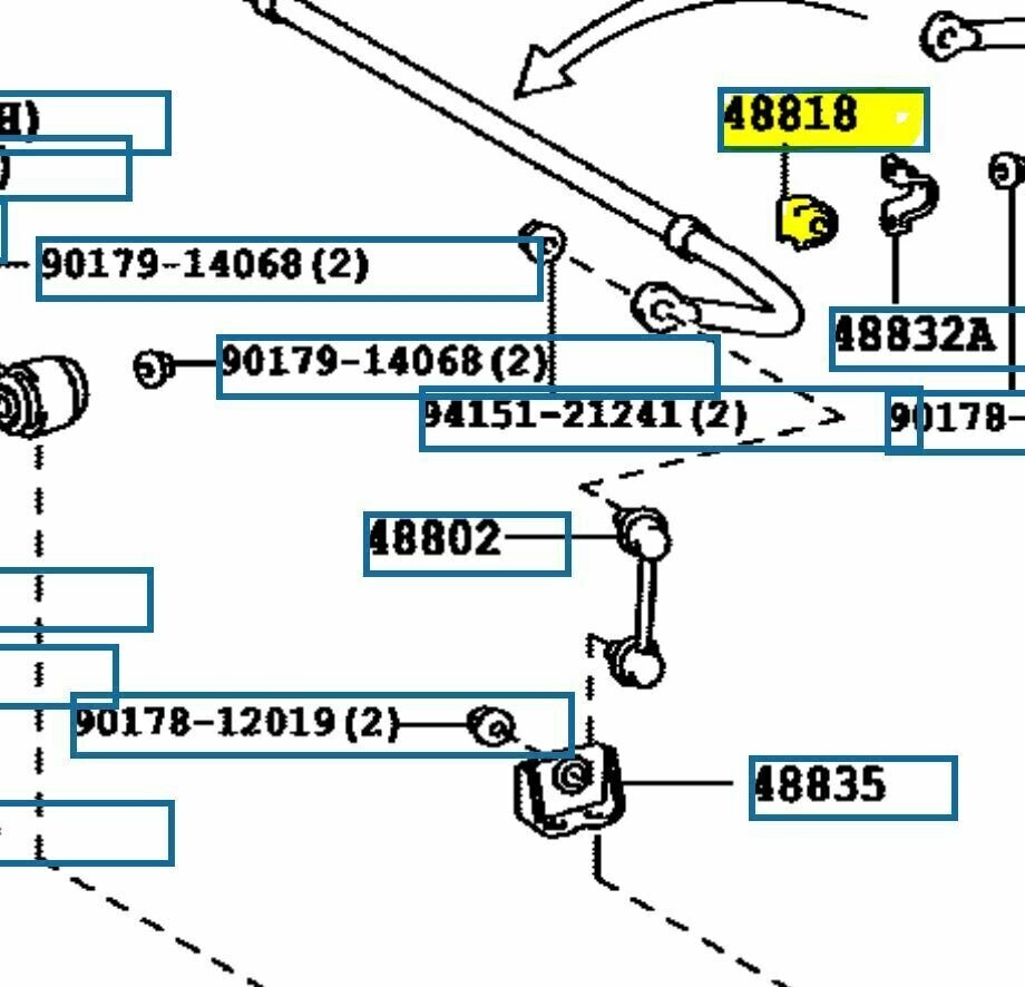 Toyota Genuine 48818-48060 Bush Stabilizer Rear 4881848060 OEM | eBay