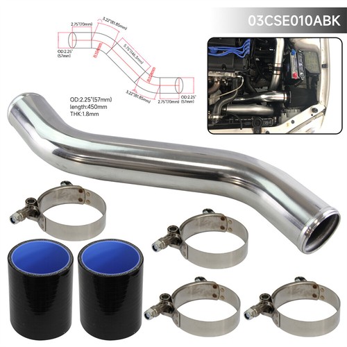 S Shape 57mm OD Alumnum Turbo Intercooler Pipe & Black Silicone Hose ...