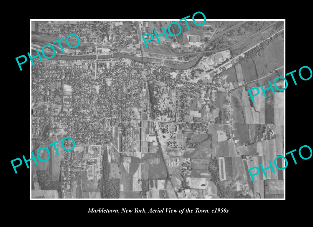 OLD LARGE HISTORIC PHOTO MARBLETOWN NEW YORK AERIAL VIEW OF THE TOWN ...