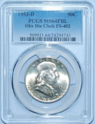 1953 D PCGS MS64FBL FS-401 Bugs Bunny Wrong FS-402 Label Franklin Half ...