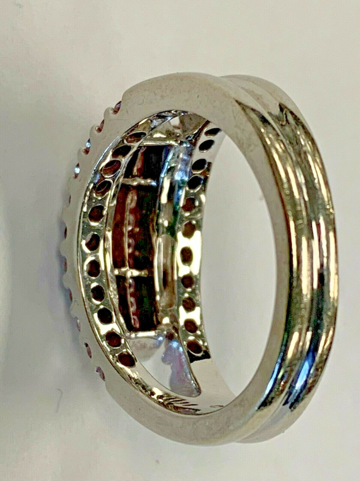 14k white gold .76 ct INVISIBLE diamond cluster anniversary band ESTATE ...