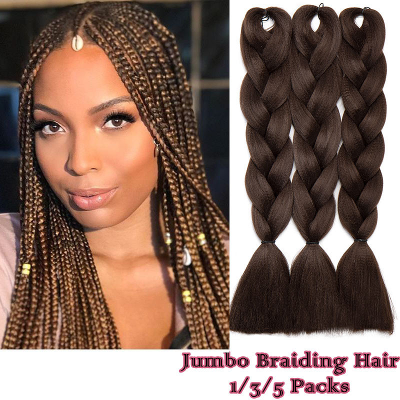 24" Handmade Jumbo Braiding Hair Extensions Plaited Box Braids Ombre ...