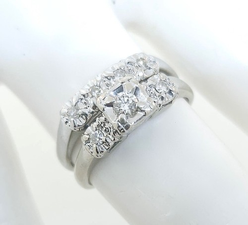 Vintage 1940's Prism-Lite 14k White Gold Diamond Engagement Ring ...