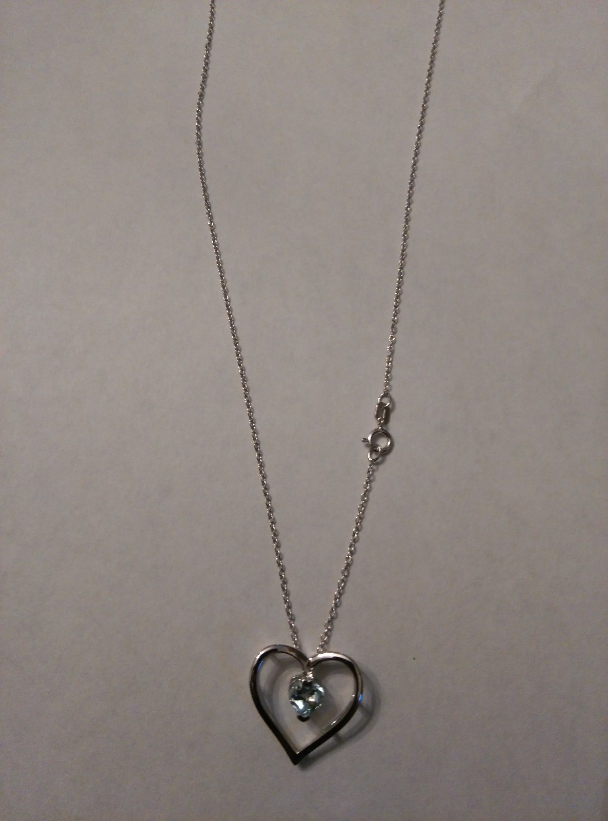 Lovely Heart Necklace W/Genuine Topaz 925 Sterling silver 18in | eBay