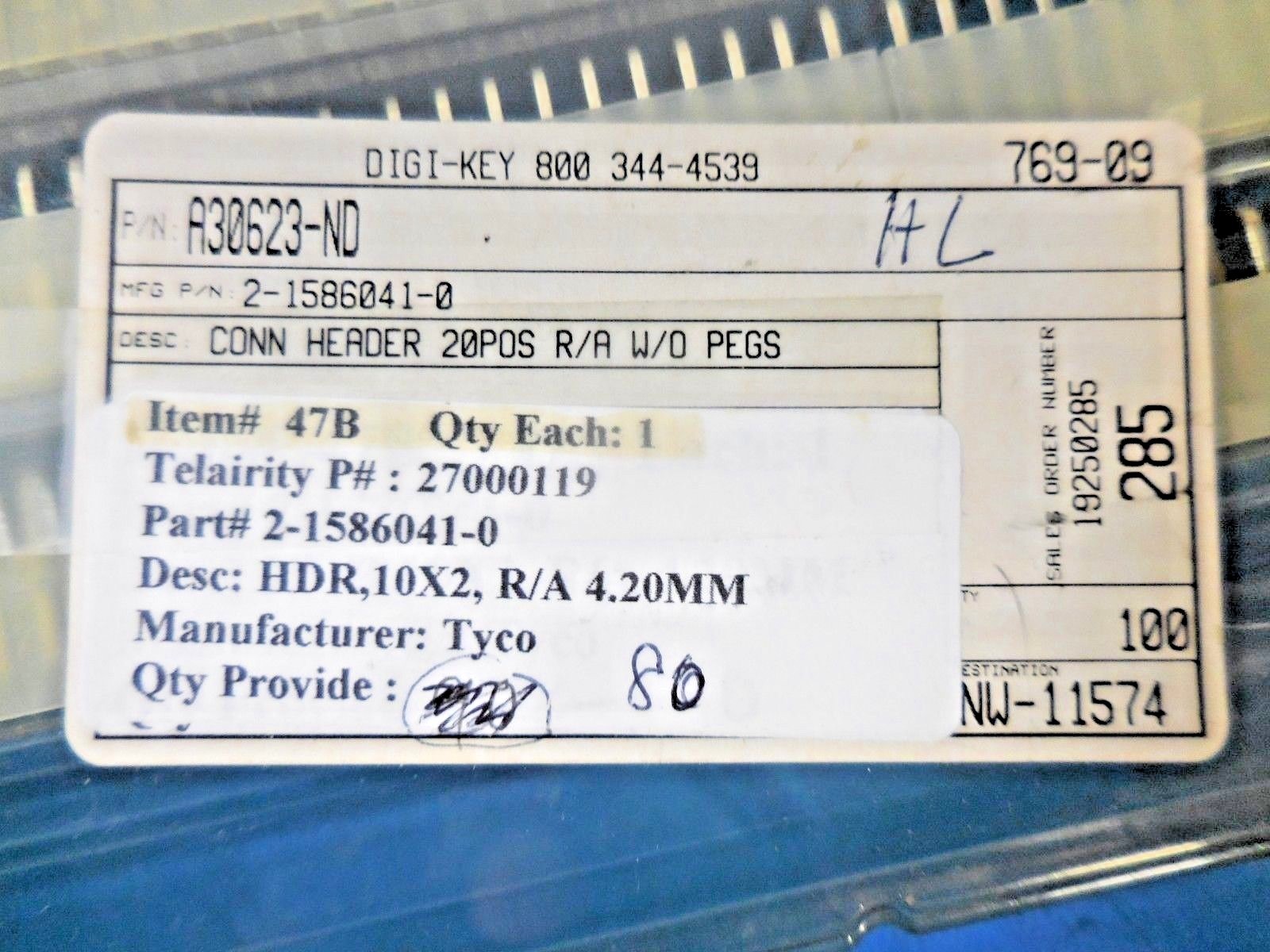 Tyco TE Connectivity AMP 2-1586041-0 Connector Header 20-Position ...