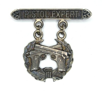 Theater Made pre WWII USMC Pistol Expert Badge ~ Sterling Silver China ...