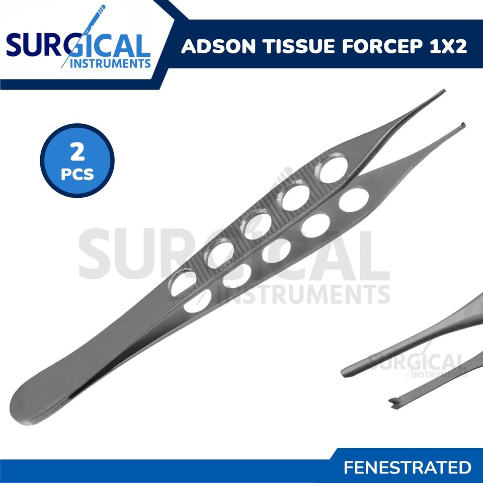 2 Pcs Adson Tissue Forcep Surgical Plastic Surgery Fenestrated German ...