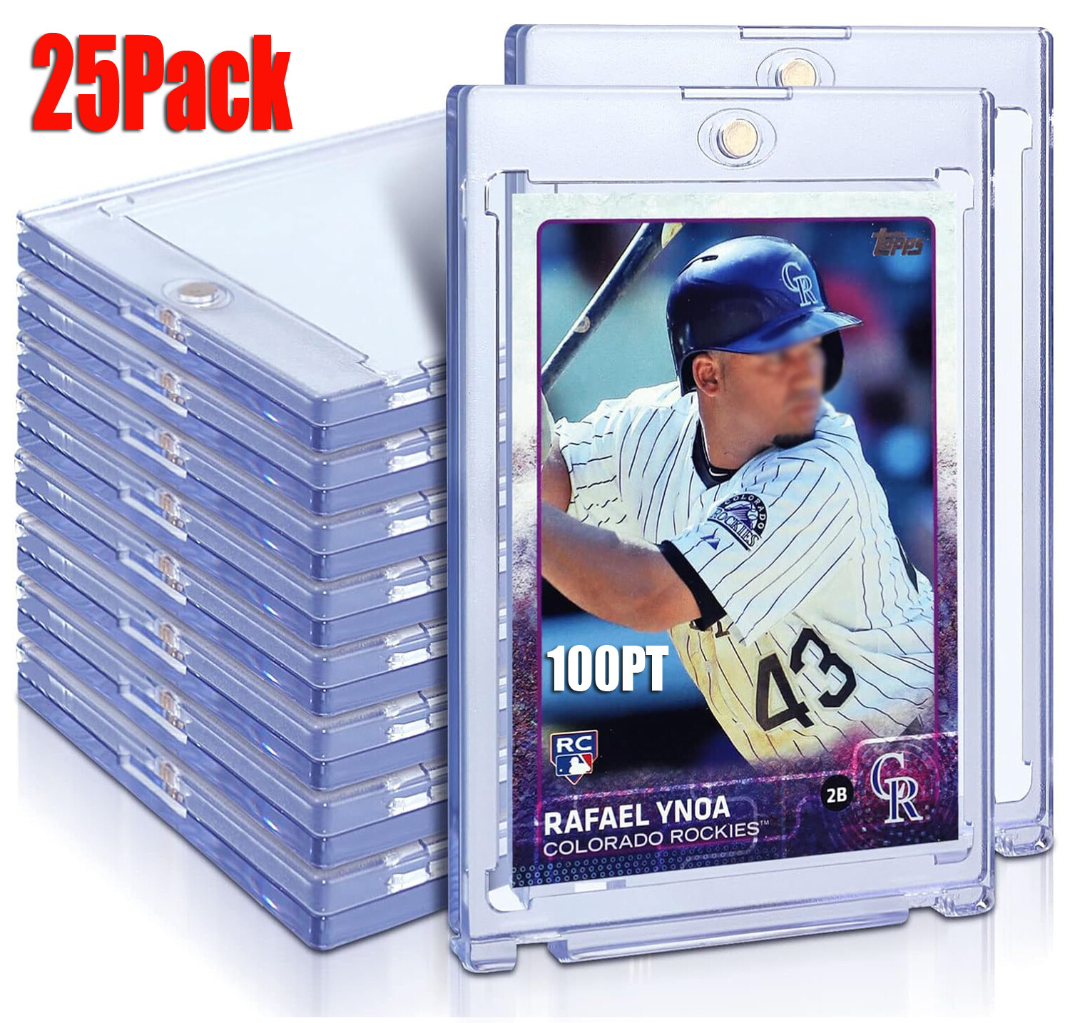 25 Pack Magnetic Trading Sports Card Holders 100Pt One-Touch UV ...