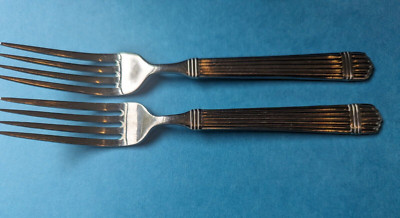 2 Dinner Forks Retroneu Esprit Stainless Ribbed Flatware Silverware | eBay