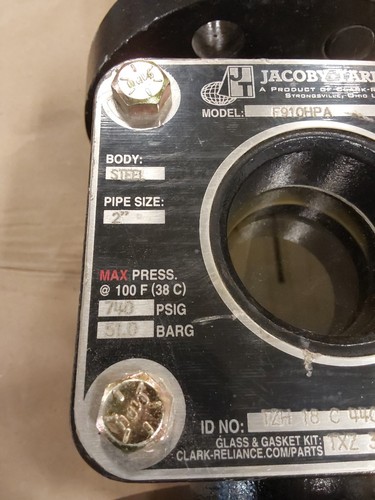 SIGHT FLOW INDICATOR 2" 600 RF FLANGED 316SS JACOBY TARBOX F910HPA ...