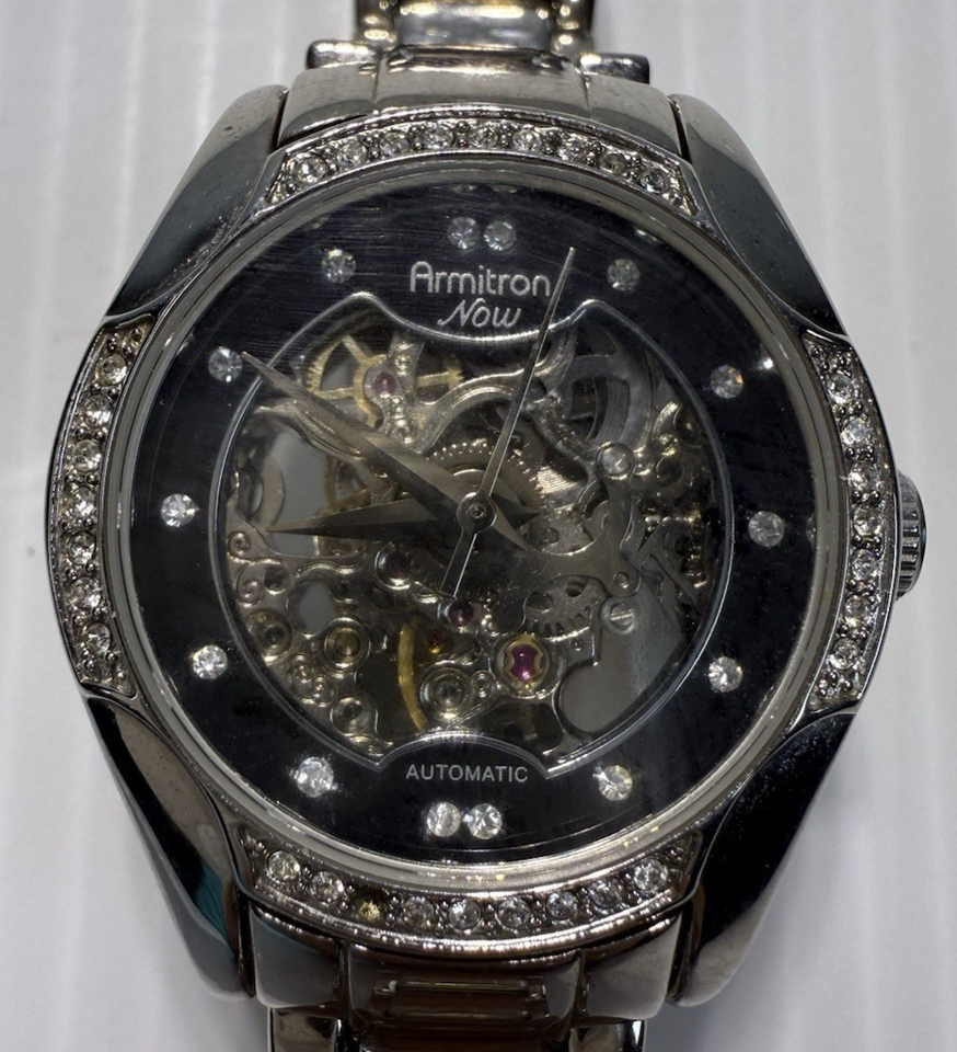 Armitron Skeleton Automatic Watch Woman's 75/3720SV Stainless Steel ...