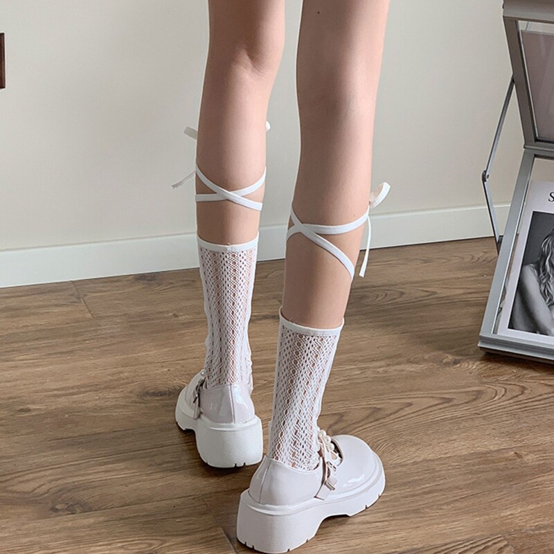 Women Gothic Hollow Out Fishnet Calf Socks for Bandage Mesh Stockin | eBay