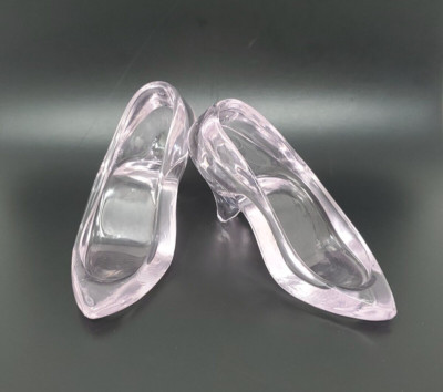 VINTAGE ONEIDA PAIR CRYSTAL PINK SLIPPERS / SHOES FIGURINES TRINKET ...