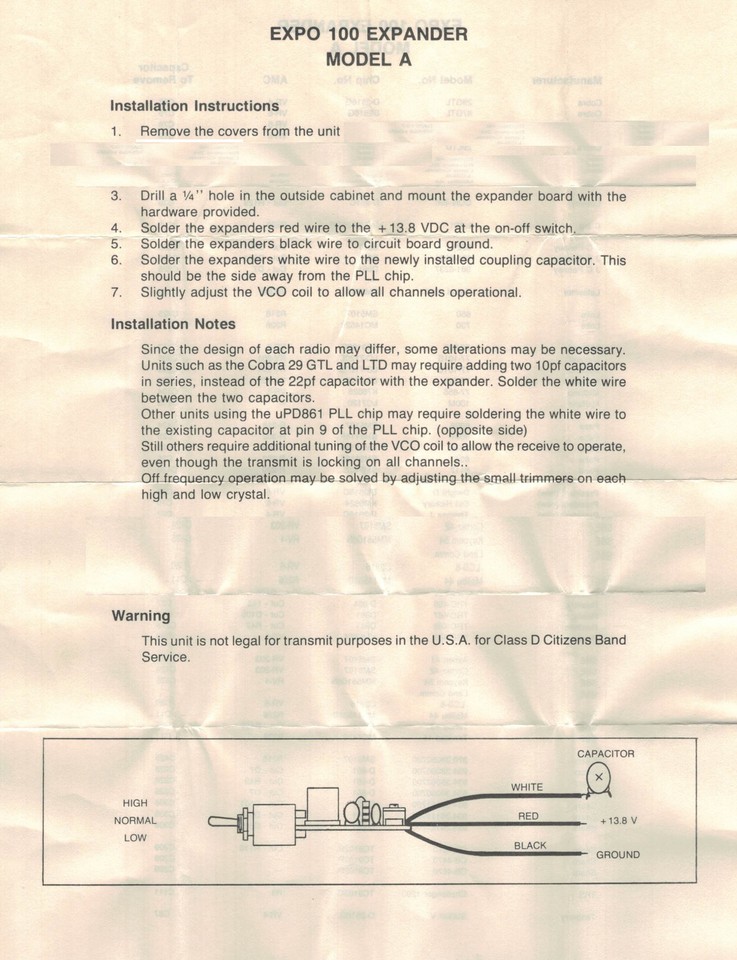 EXPO EXPANDER 100 A KIT FOR COBRA 29LTD AND MORE RADIOS ADD EXTRA ...