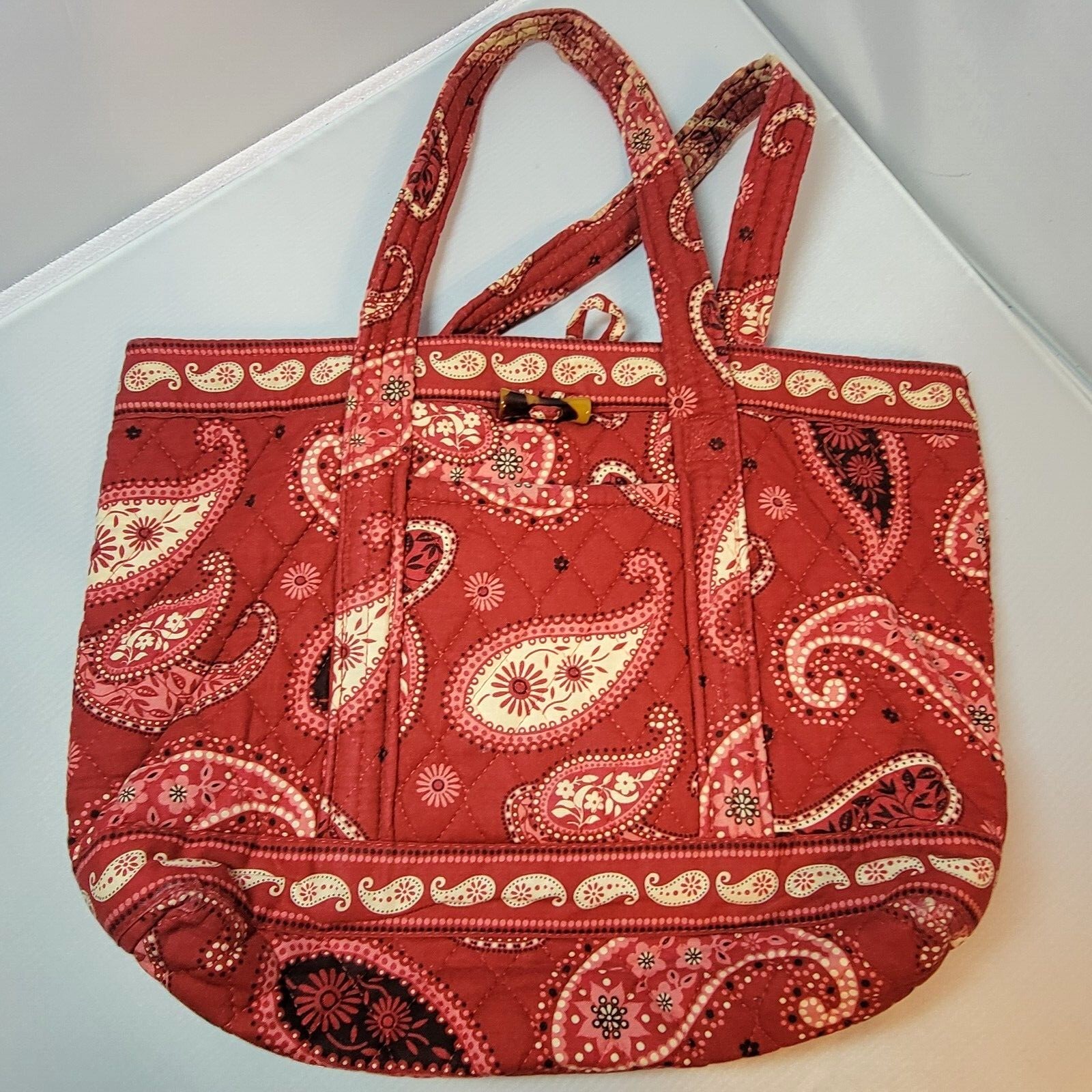 Vera Bradley Red Retired Small Tote Large Purse Satch… - Gem